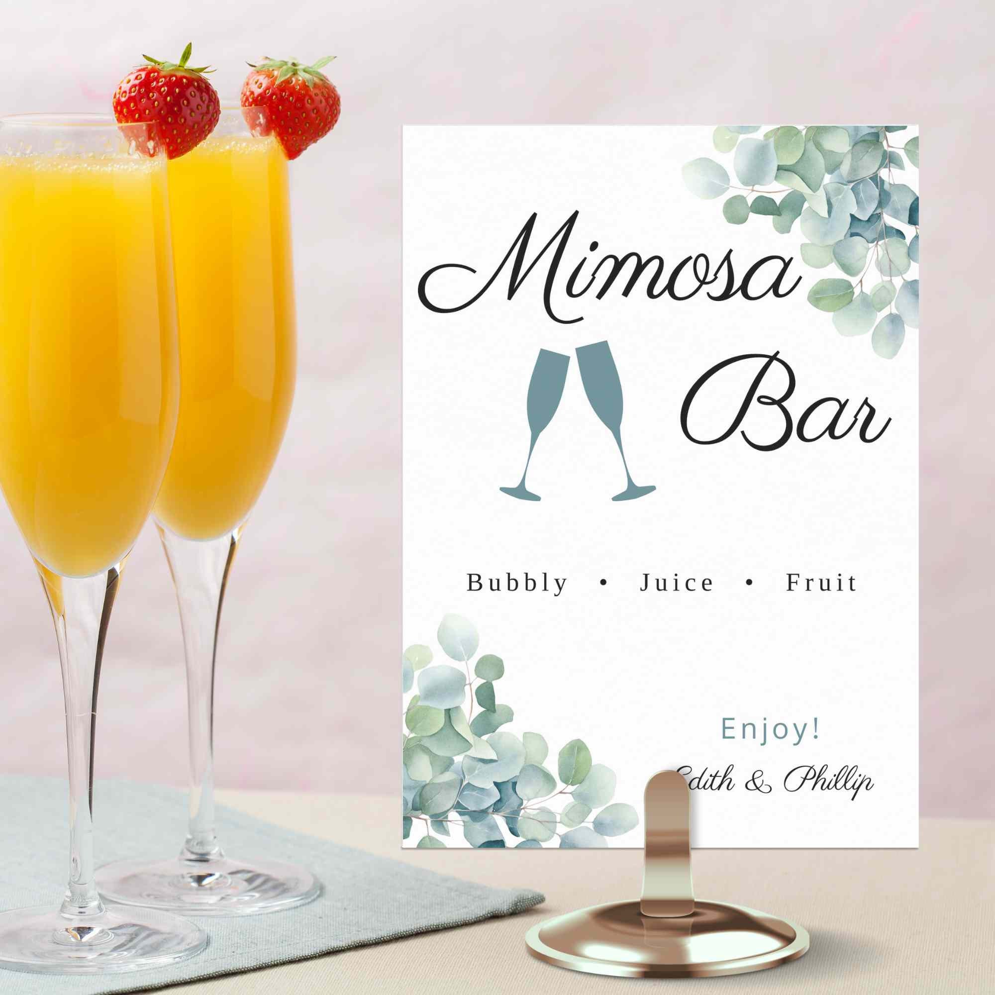 Mimosa Bar Sign in Eucalyptus Theme Editable Template, Perfect for Your ...