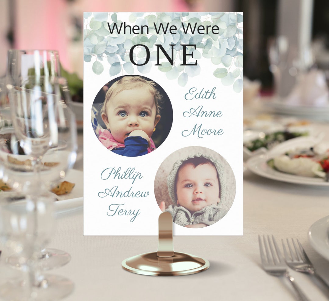 When We Were Age Wedding Photo Table Numbers, Eucalyptus Theme,editable ...