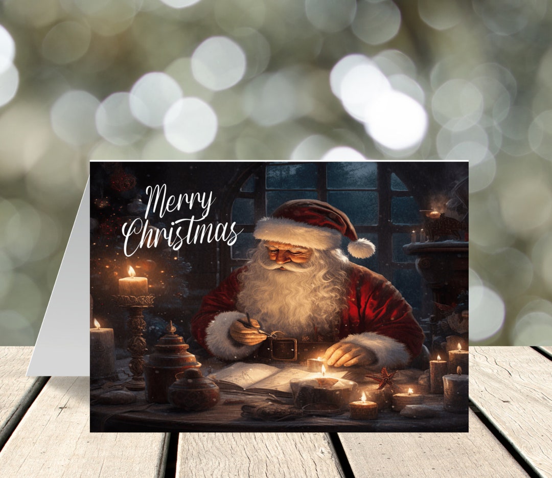 Printable Santa Christmas Card Download - Easy Folded Card Template ...