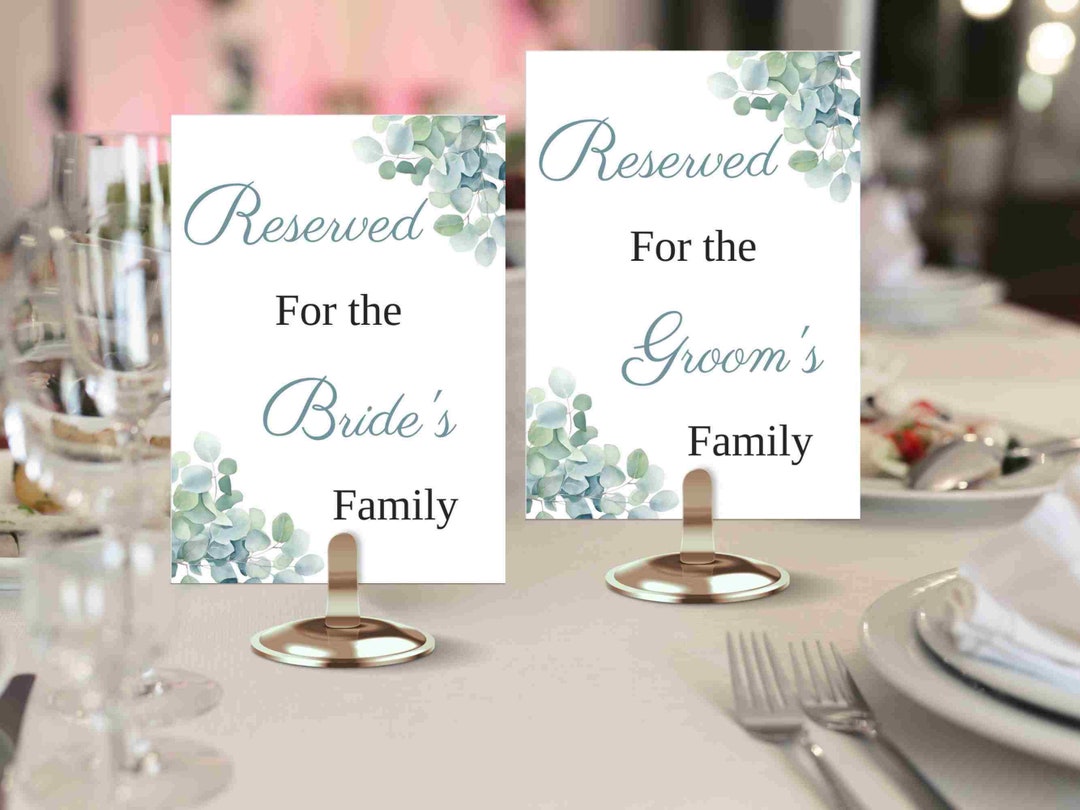 Eucalyptus Reserved Wedding Sign | Reserved for Family Sign | Wedding ...