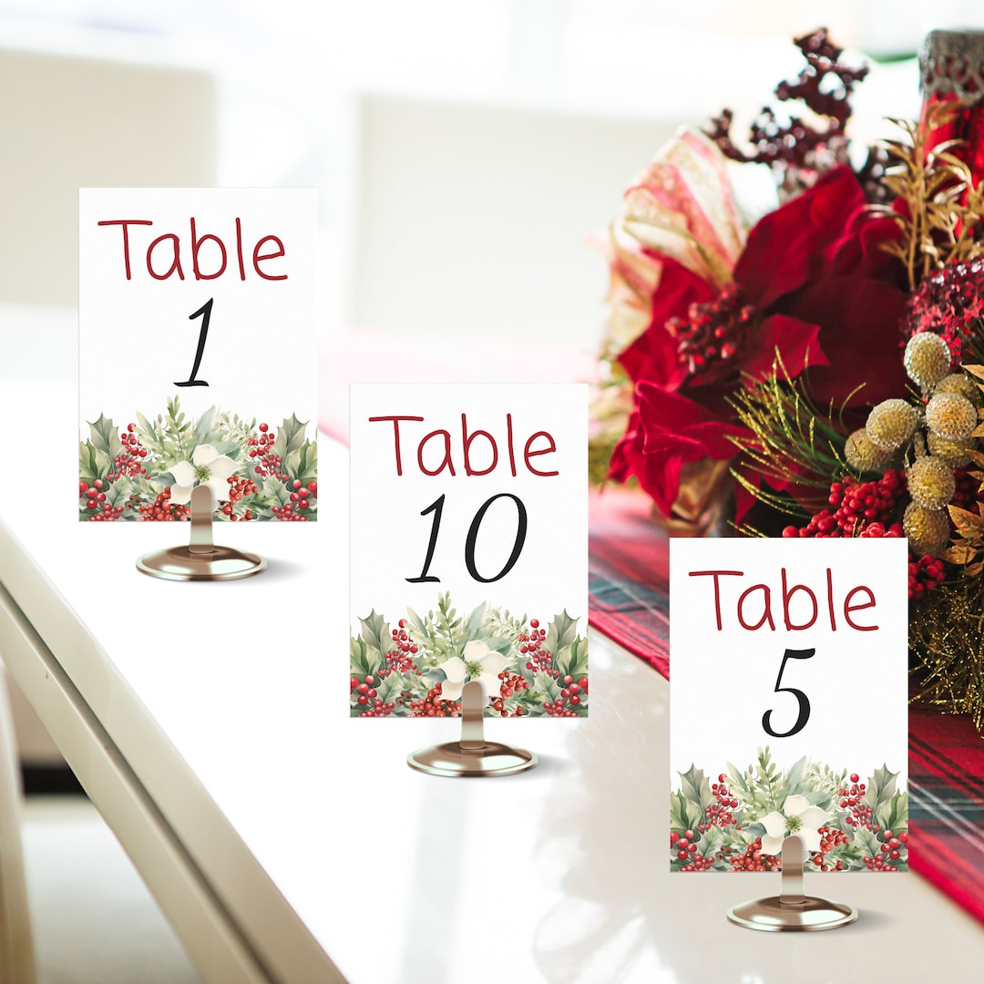 Christmas Table Number Template | Holiday Decor | Holiday Table Numbers ...
