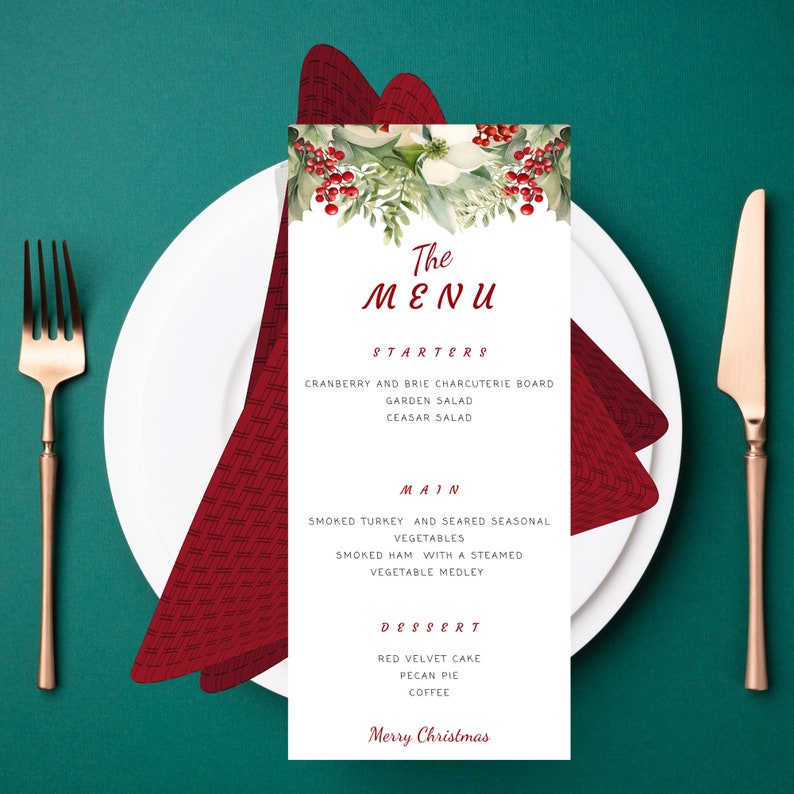Christmas Menu | Christmas Party | Holiday Dinner Menu | Menu Template ...