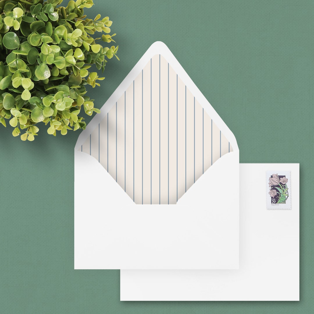 Cream & Dusty Blue Envelope Liner Template | 12 Sizes | Striped Liner ...