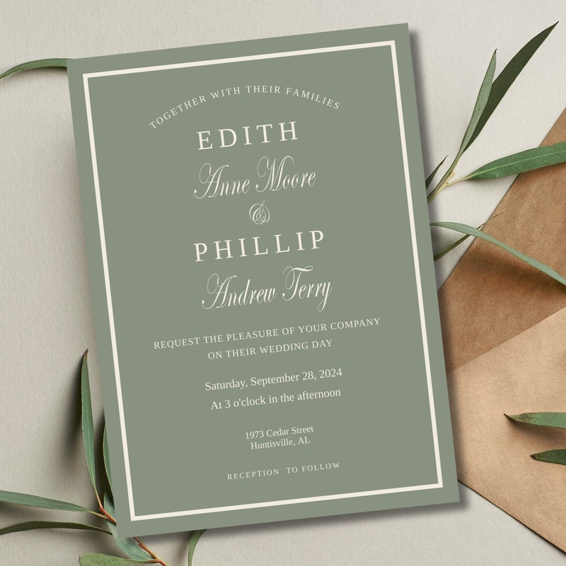 Sage Wedding Invitation - Etsy