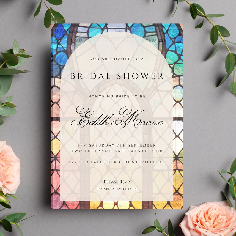 Stained Glass Bridal Shower Invitation, Easy to Edit, Try Before You ...