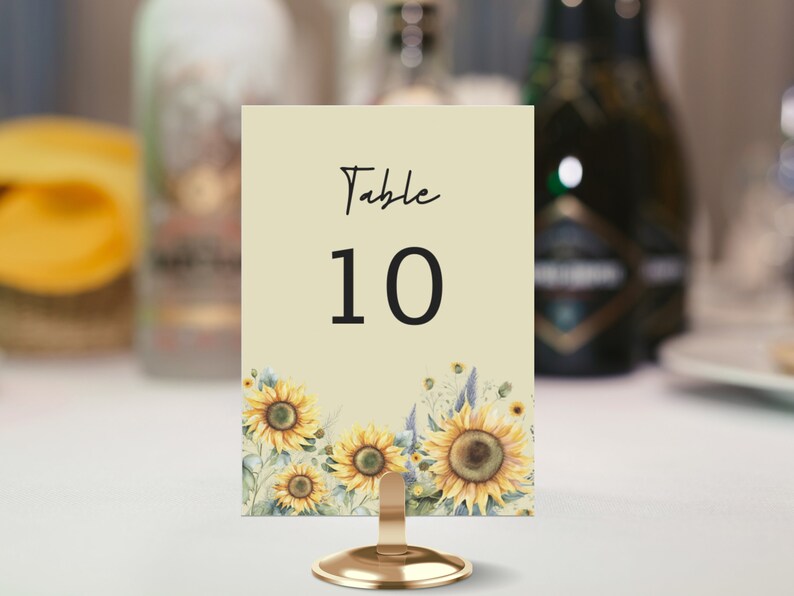 Sunflower Wedding Table Numbers | Wedding Table Numbers Printable ...