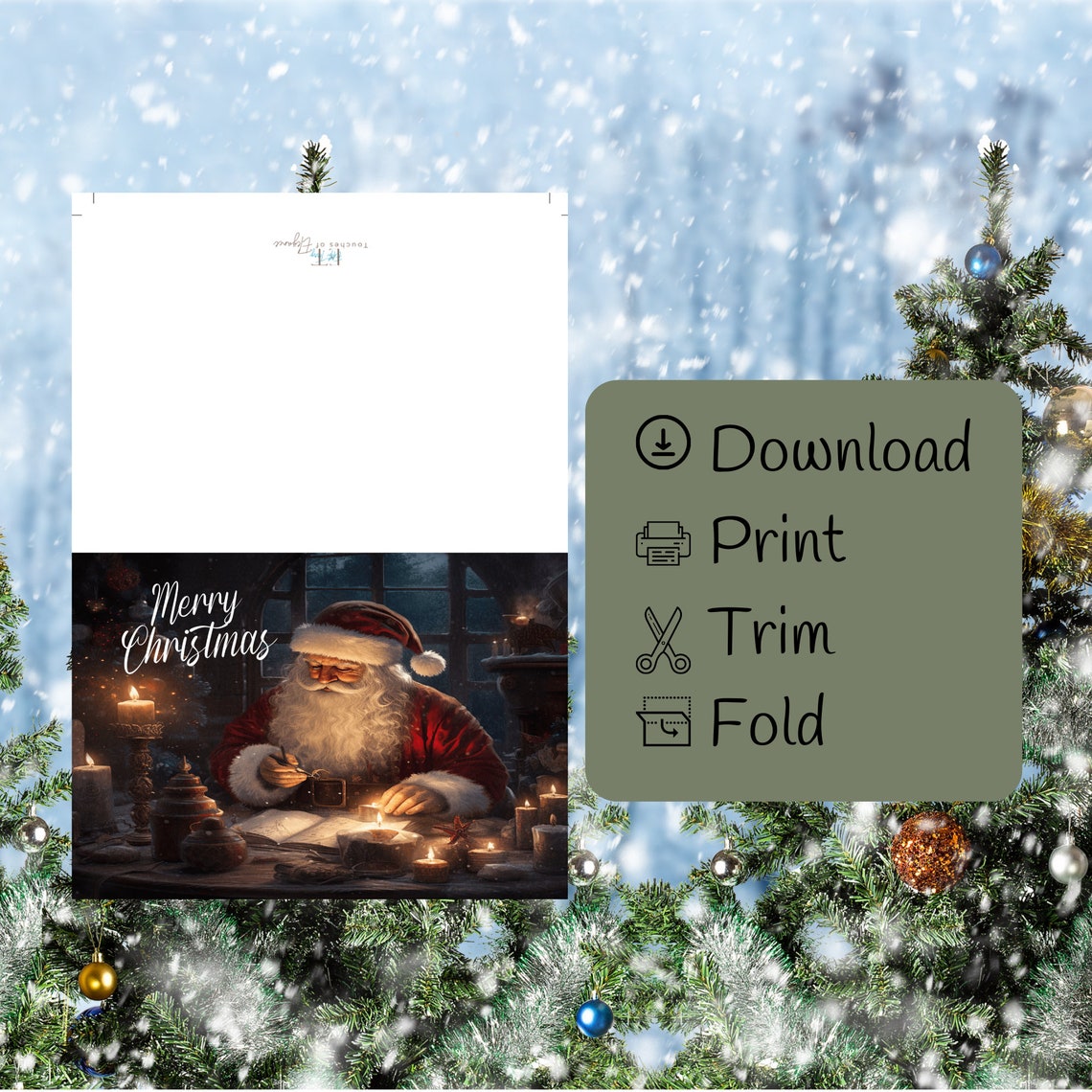 Printable Santa Christmas Card Download - Easy Folded Card Template ...