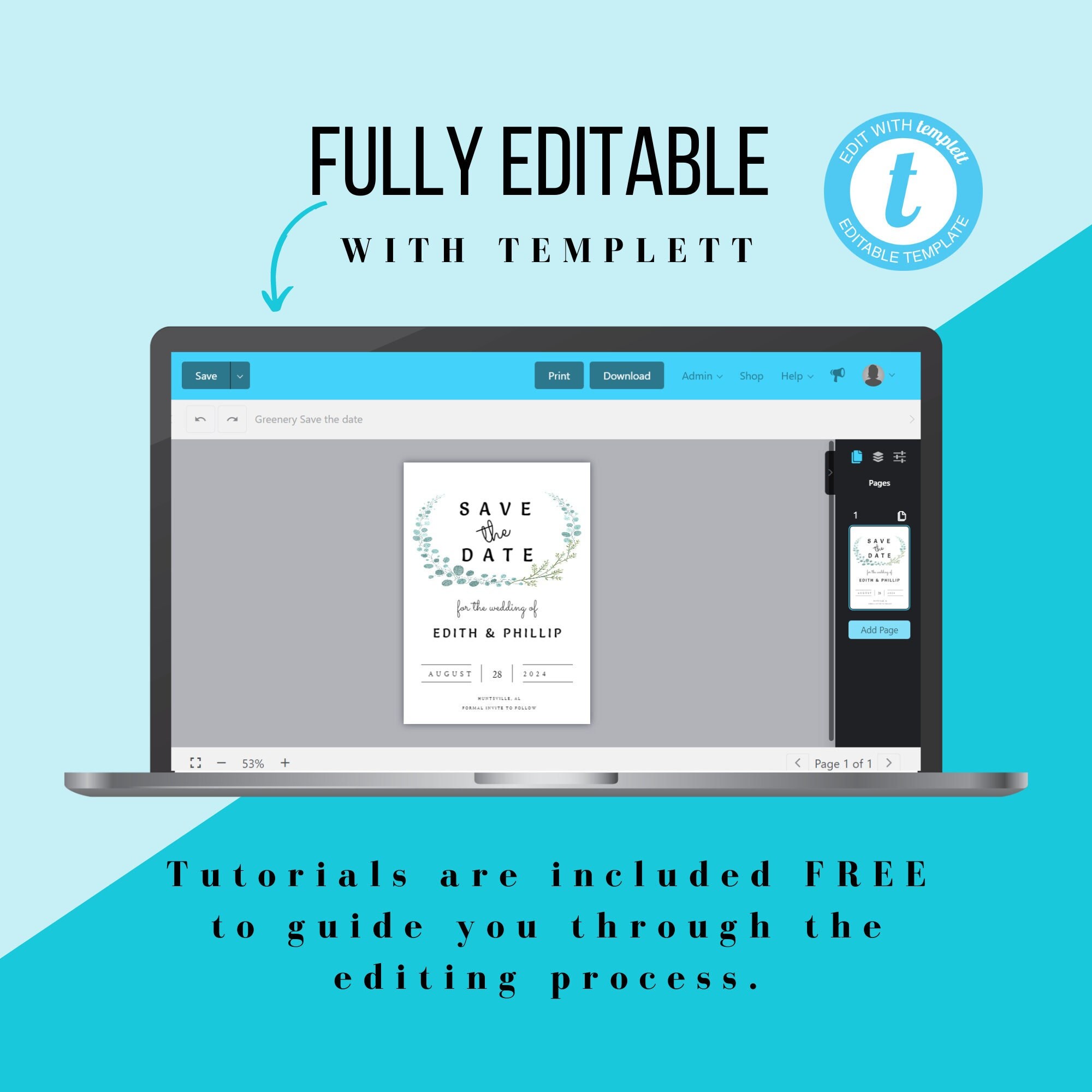 Blue Floral Envelope Template | Printable Envelope Template | Editable ...