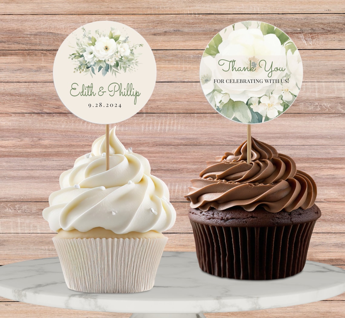 Personalized Cupcake Topper Wedding, Party Decor, Bridal Shower Decor ...