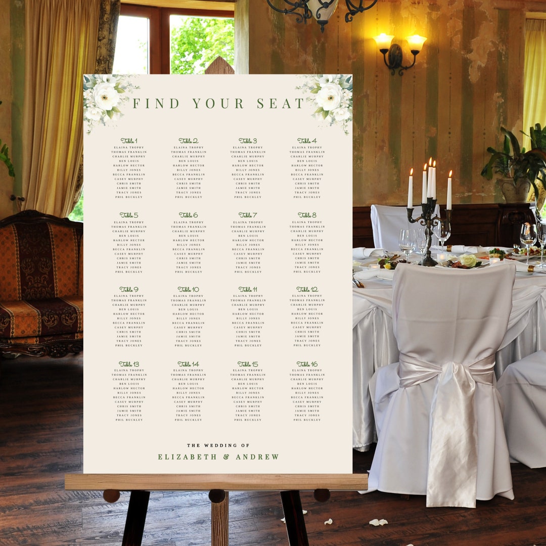 Printable Seating Plan | Editable Seating Chart | Wedding Guests Plan ...
