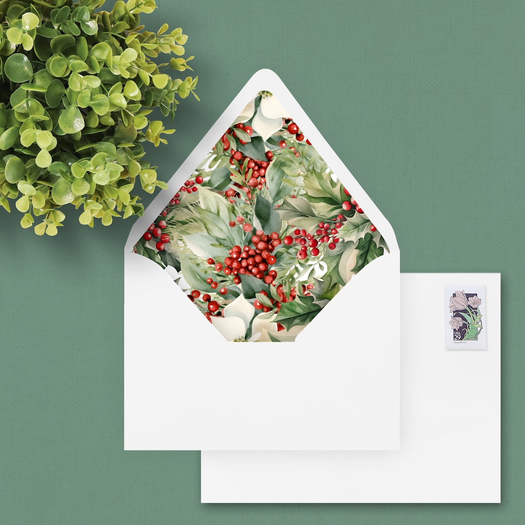 Christmas Envelope Liner Template | 12 Sizes | Holiday Envelope Liner ...