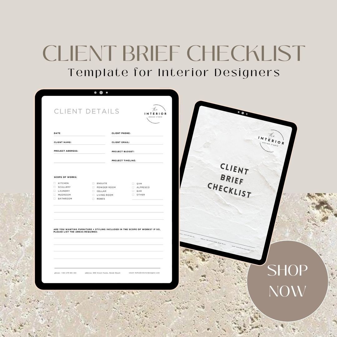 Interior Design Client Brief Checklist Template - Etsy Canada