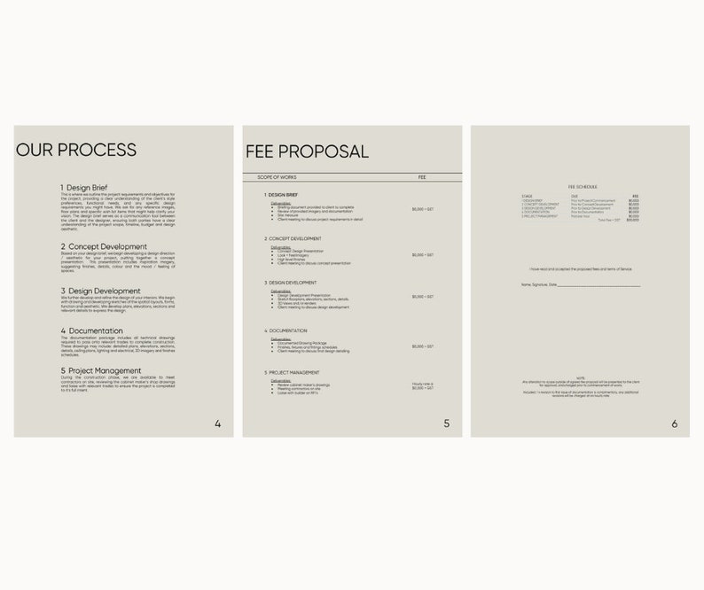 Interior Design Fee Proposal Template - Etsy