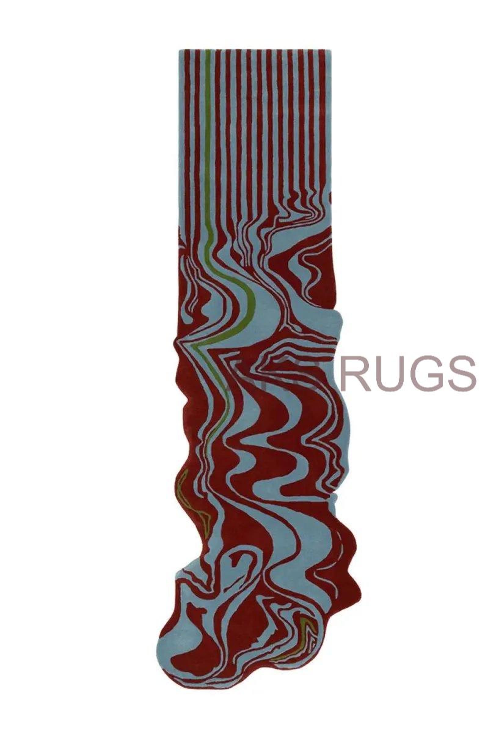 Luxury Melting Black & Red Irregular Shape Runner Hand-tufted Handmade ...