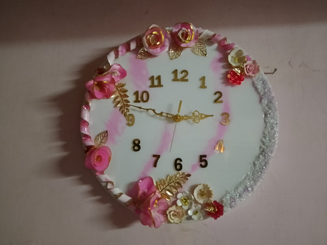 Resin 3D Flower Wall Clock - Etsy