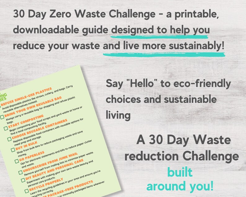 Zero Waste Challenge Planner- PRINTABLE Waste Reduction Journal ...