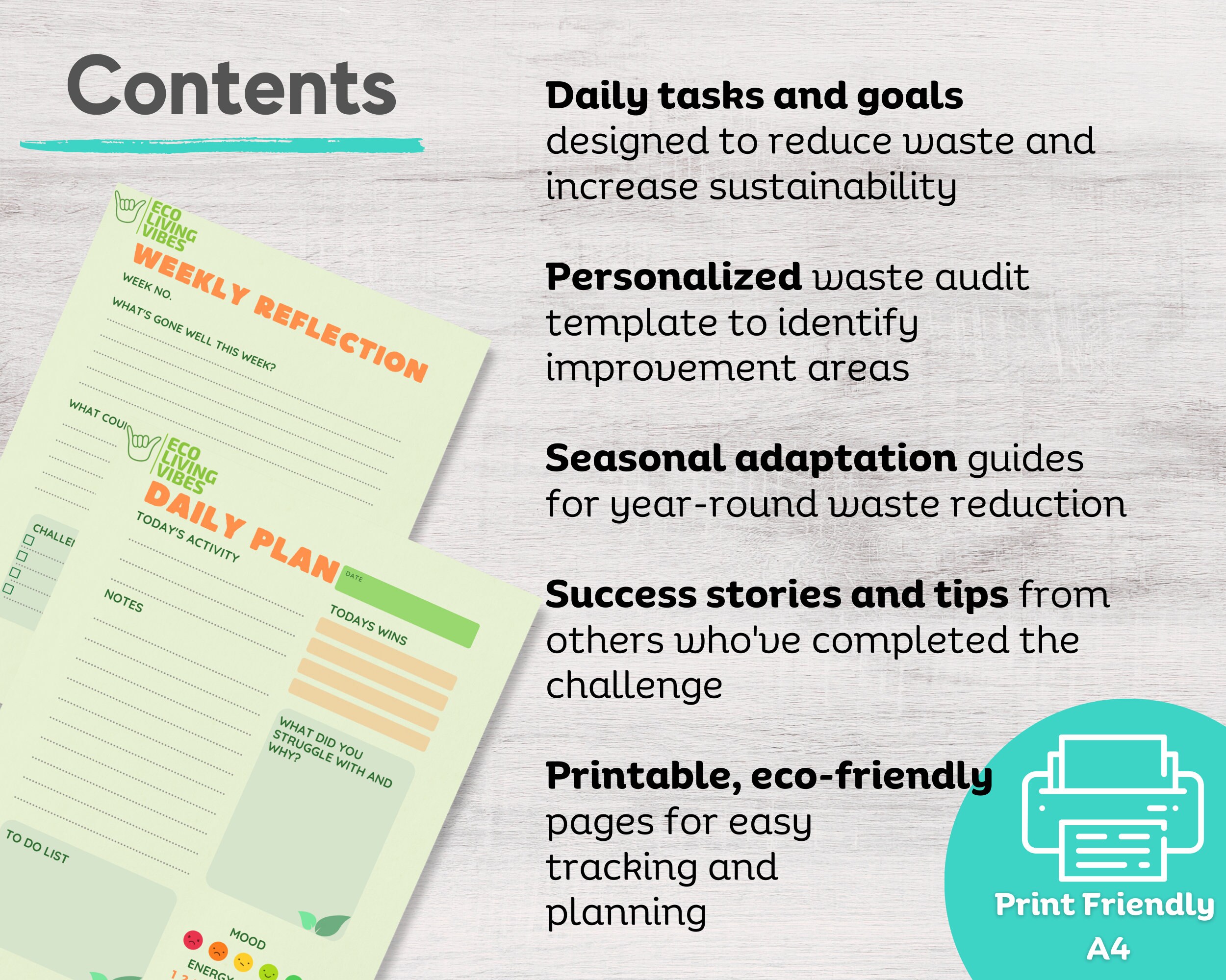 Zero Waste Challenge Planner- PRINTABLE Waste Reduction Journal ...