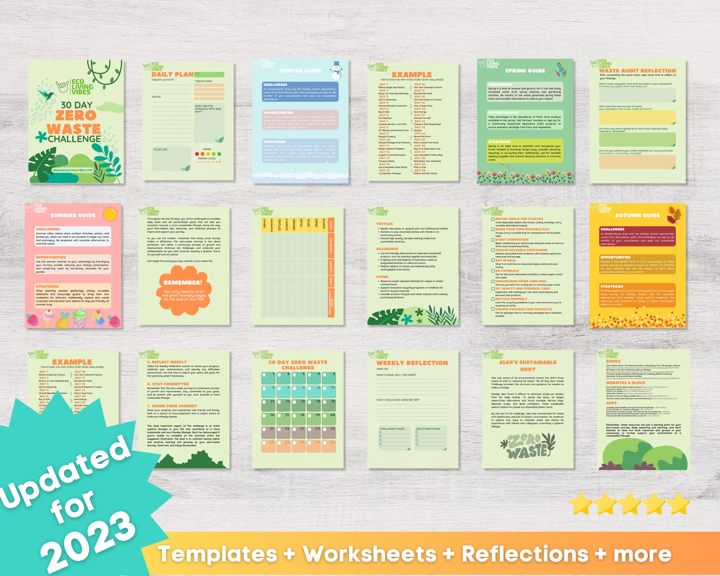 Zero Waste Challenge Planner- PRINTABLE Waste Reduction Journal ...