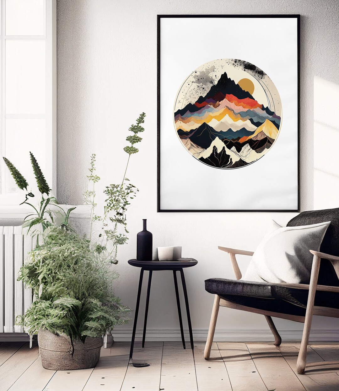 Colorful Abstract Mountain Poster, Mountain Print, Landscape, Wall Art ...