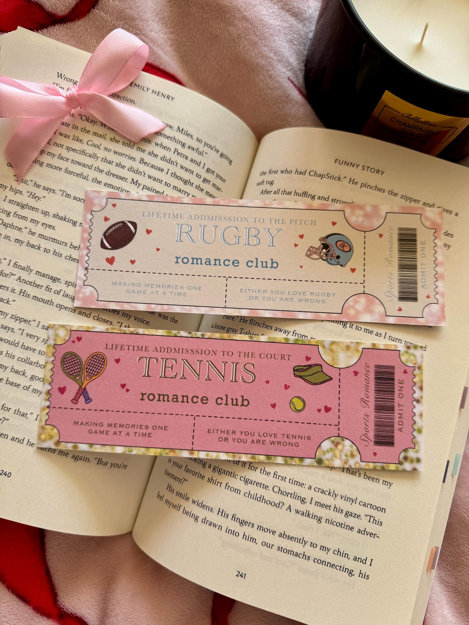 Sports Romance Bookmark Set | Digital Printable Tickets for Book Lovers ...
