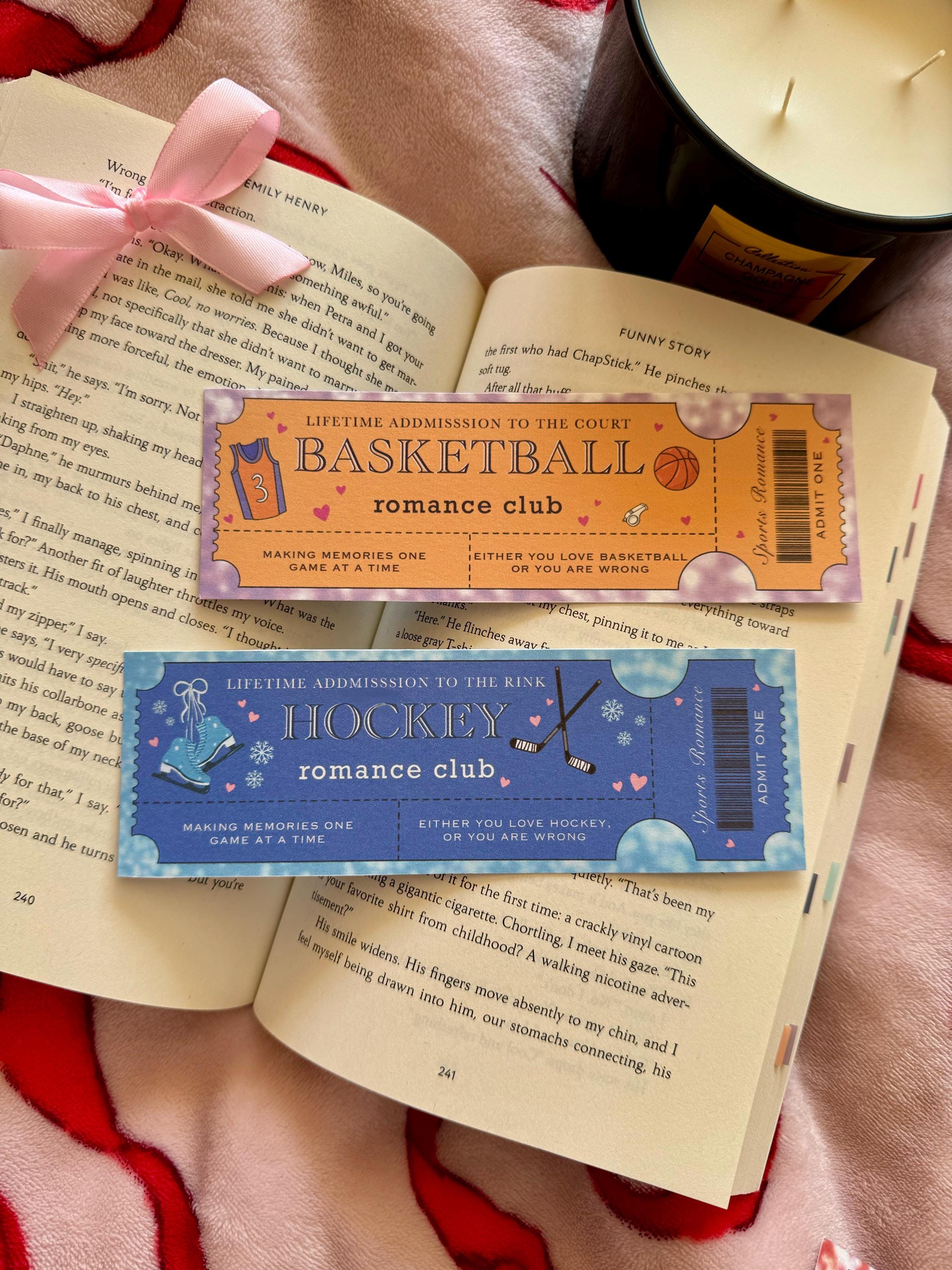 Sports Romance Bookmark Set | Digital Printable Tickets for Book Lovers ...