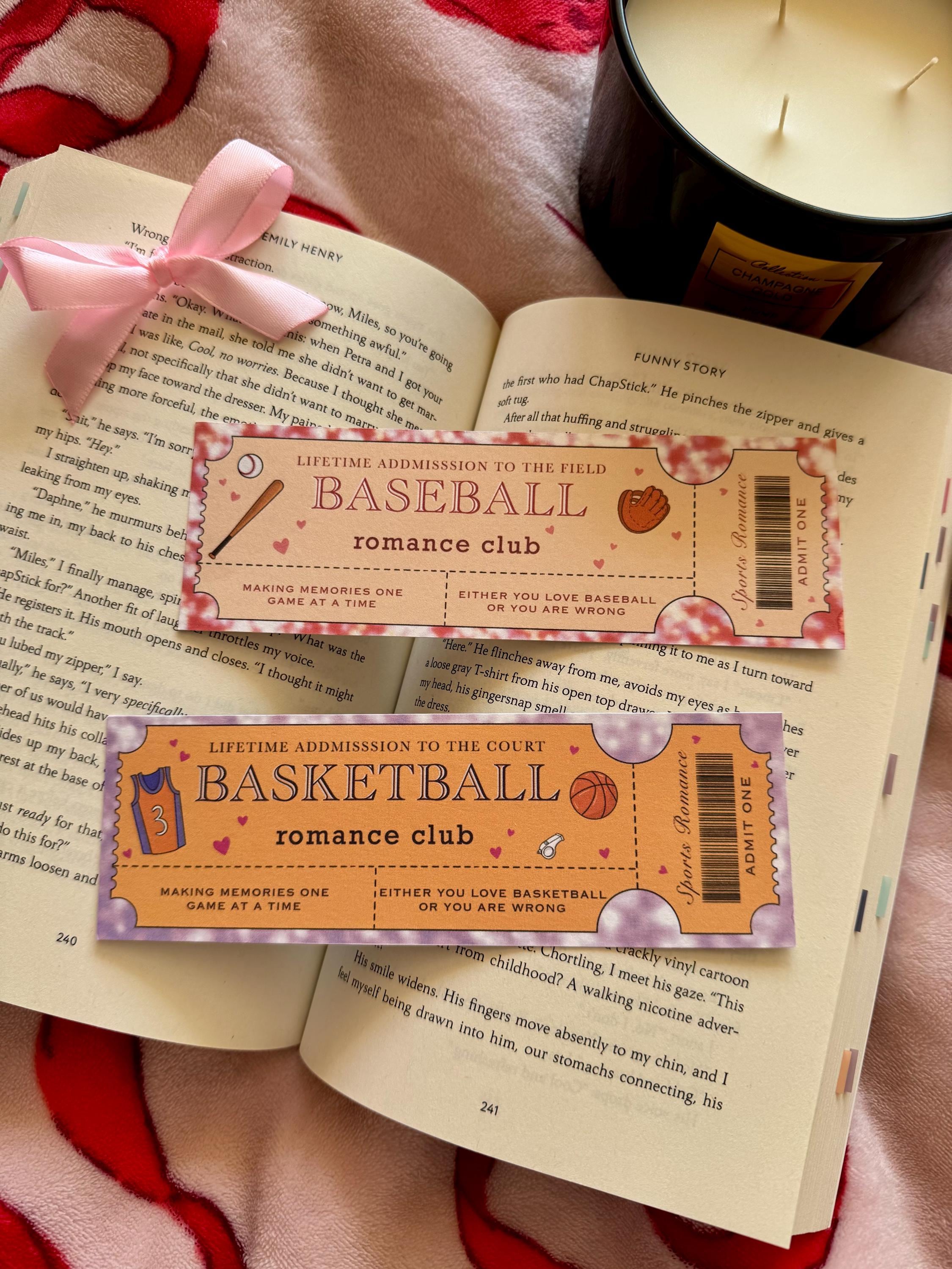 Sports Romance Bookmark Set | Digital Printable Tickets for Book Lovers ...