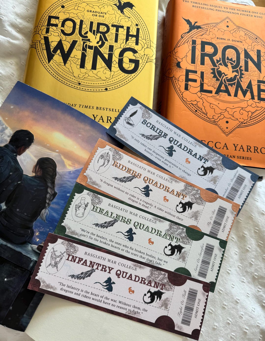 Fourth Wing Quadrant Ticket Bookmarks: Rider, Healer, Scribe, Infantry ...