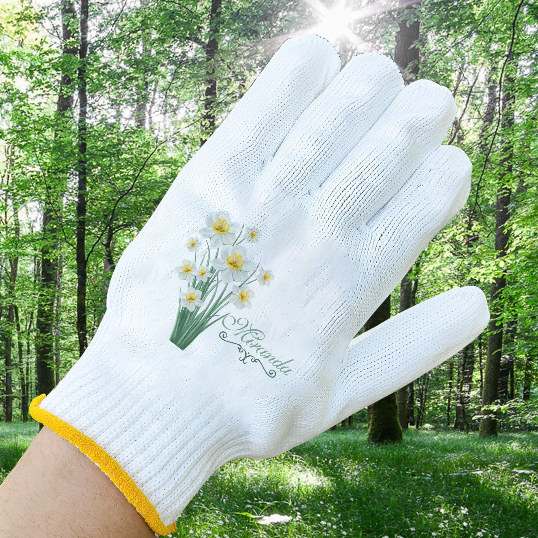 Birth Flower Gloves, Personalized Name Garden Gloves, Original ...