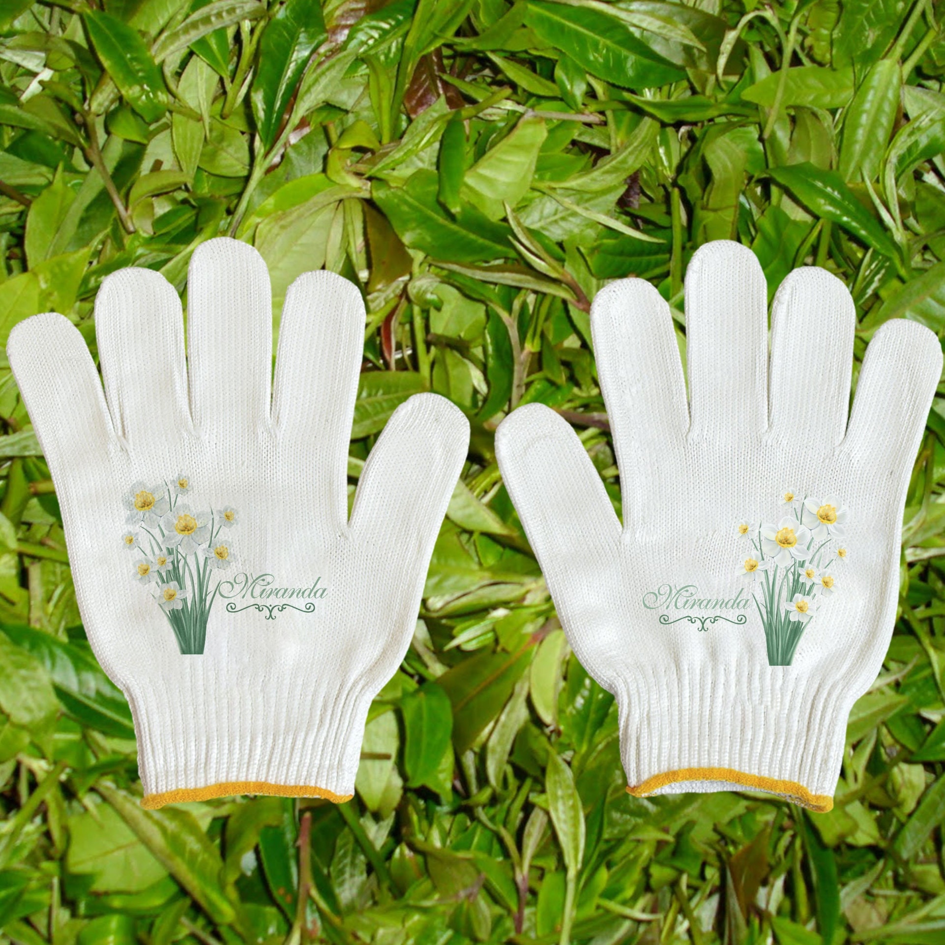 Birth Flower Gloves, Personalized Name Garden Gloves, Original ...