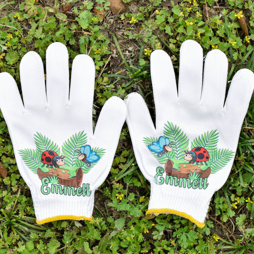 Peeking Ladybug Garden Gloves Personalized Name Garden - Etsy