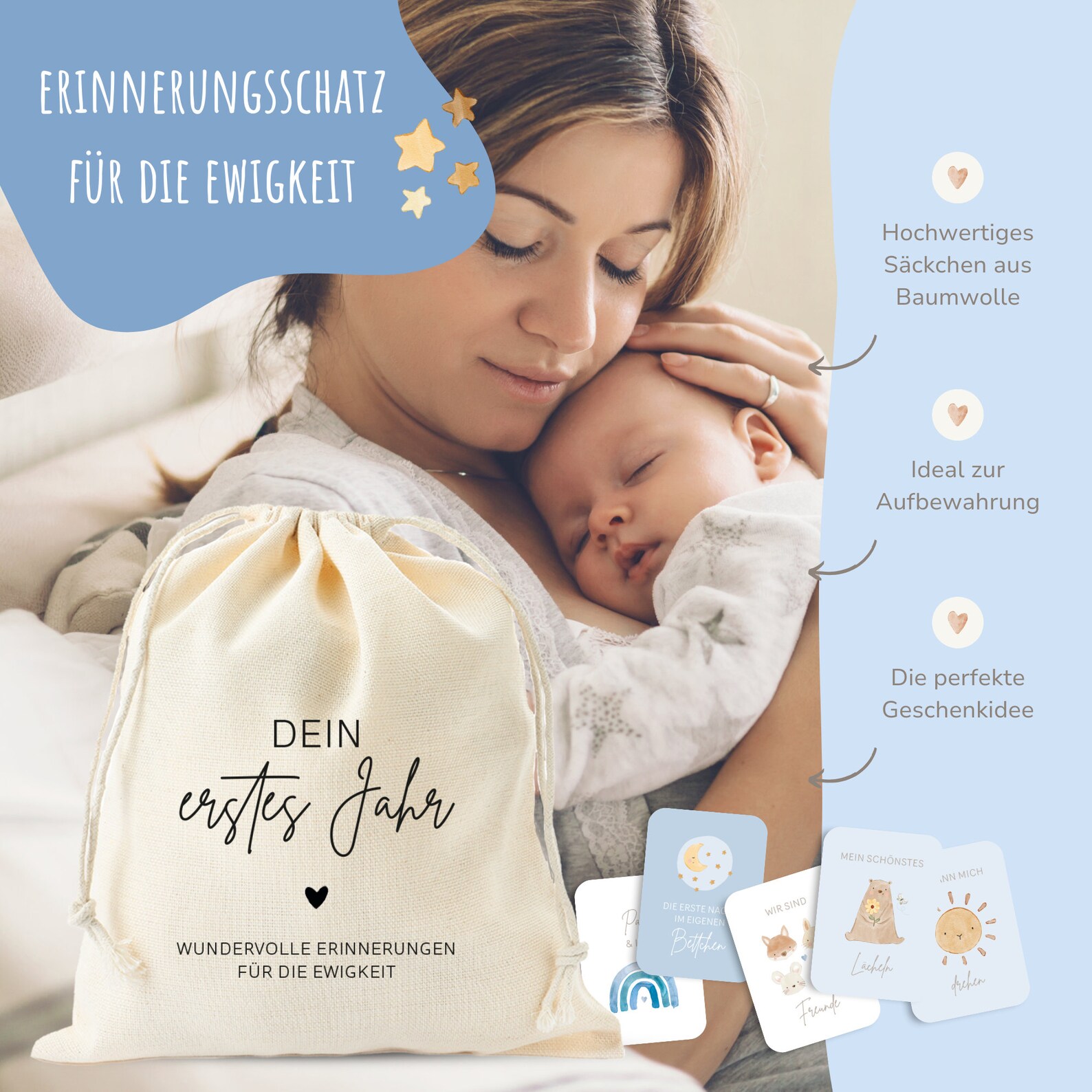 50 Milestone Cards "your First Year" to Fill Out Including Cotton Bag ...