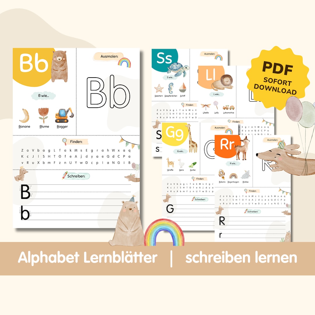 Aprende las letras ABC Hojas de trabajo para aprender letras Material de aprendizaje infantil en ...
