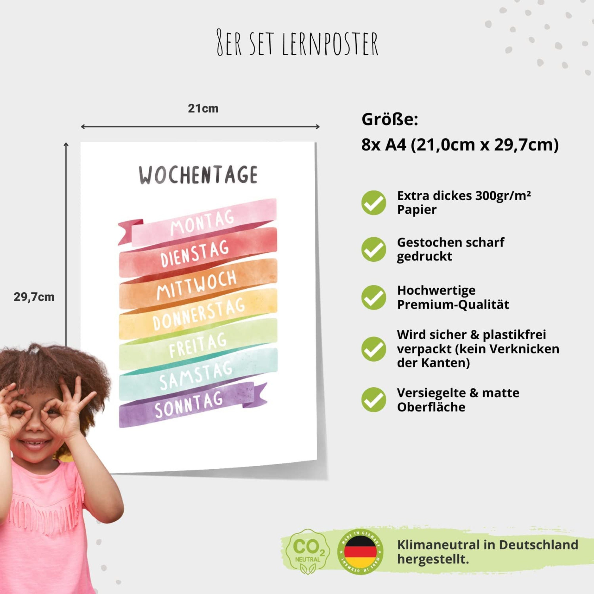 MeinBaby123® 8er Set DIN A4 Lernposter | Bilder Kinderzimmer Deko ...
