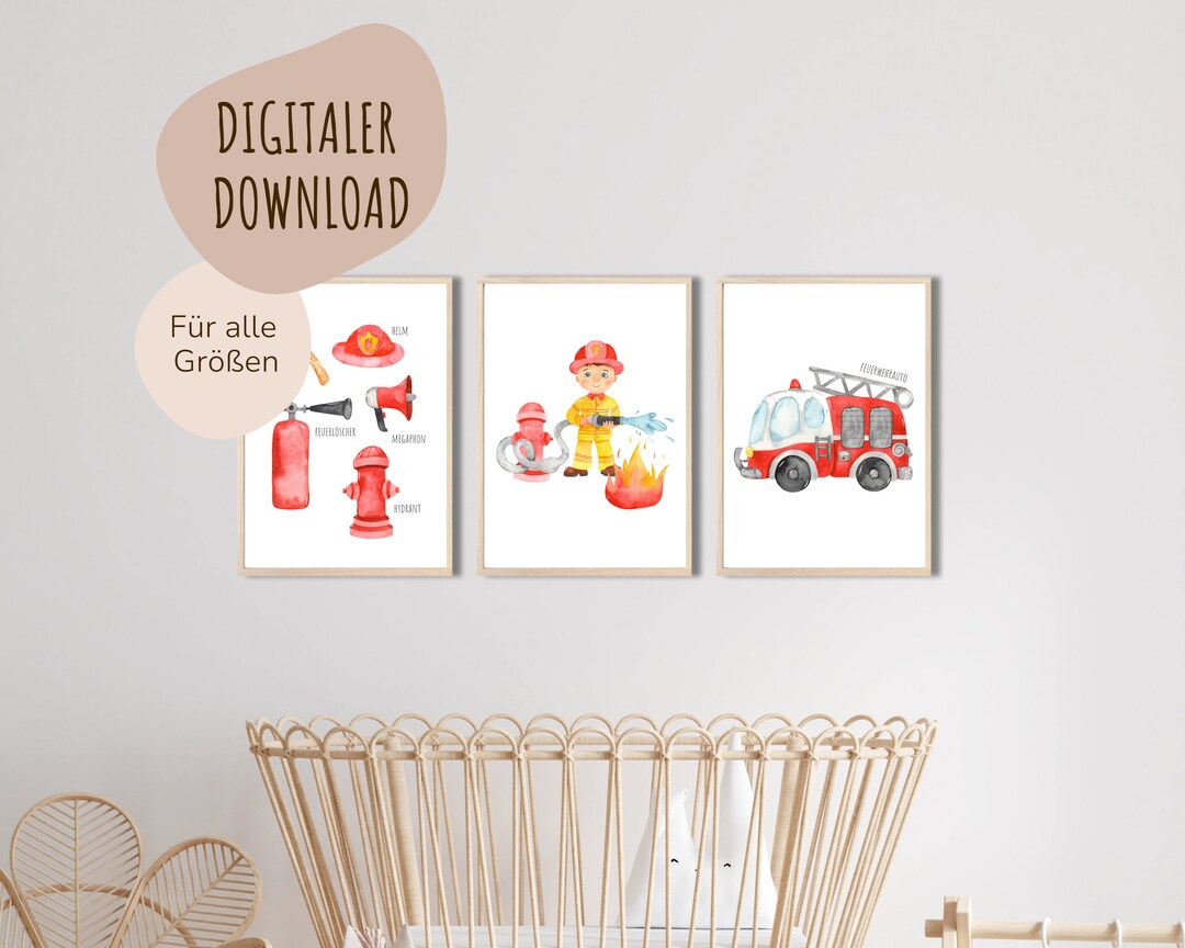 Mybaby123® Digital Download Fire Department Posters Set of 3 Pictures ...