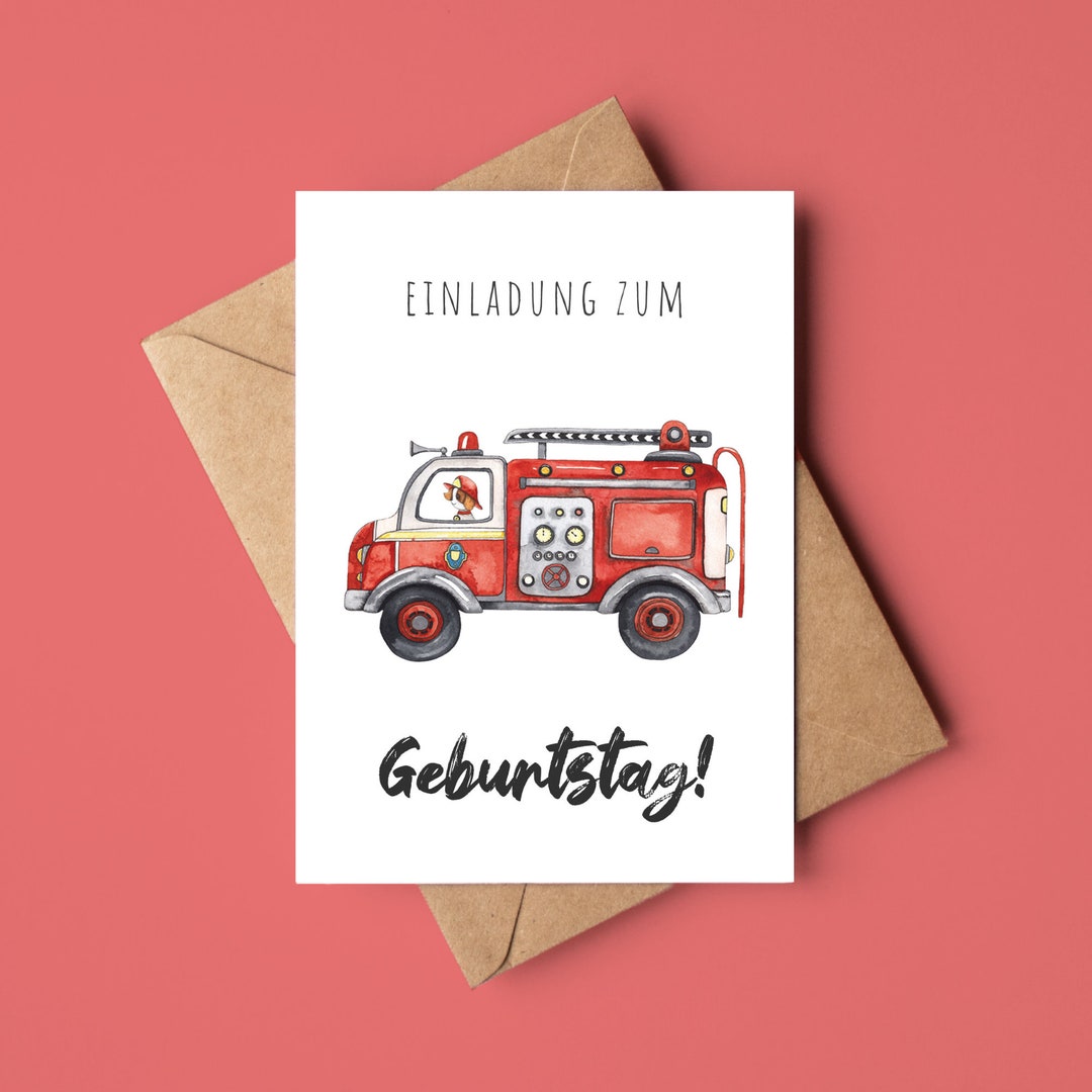 Meinbaby123® Invitation Cards Children's Birthday Fire Department ...