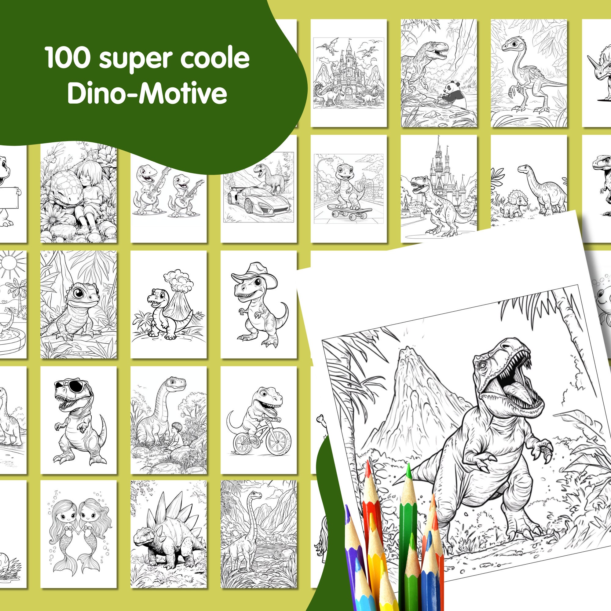 100 Dino Coloring Pages for Kids, Dinosaur Coloring Pages, Printable ...