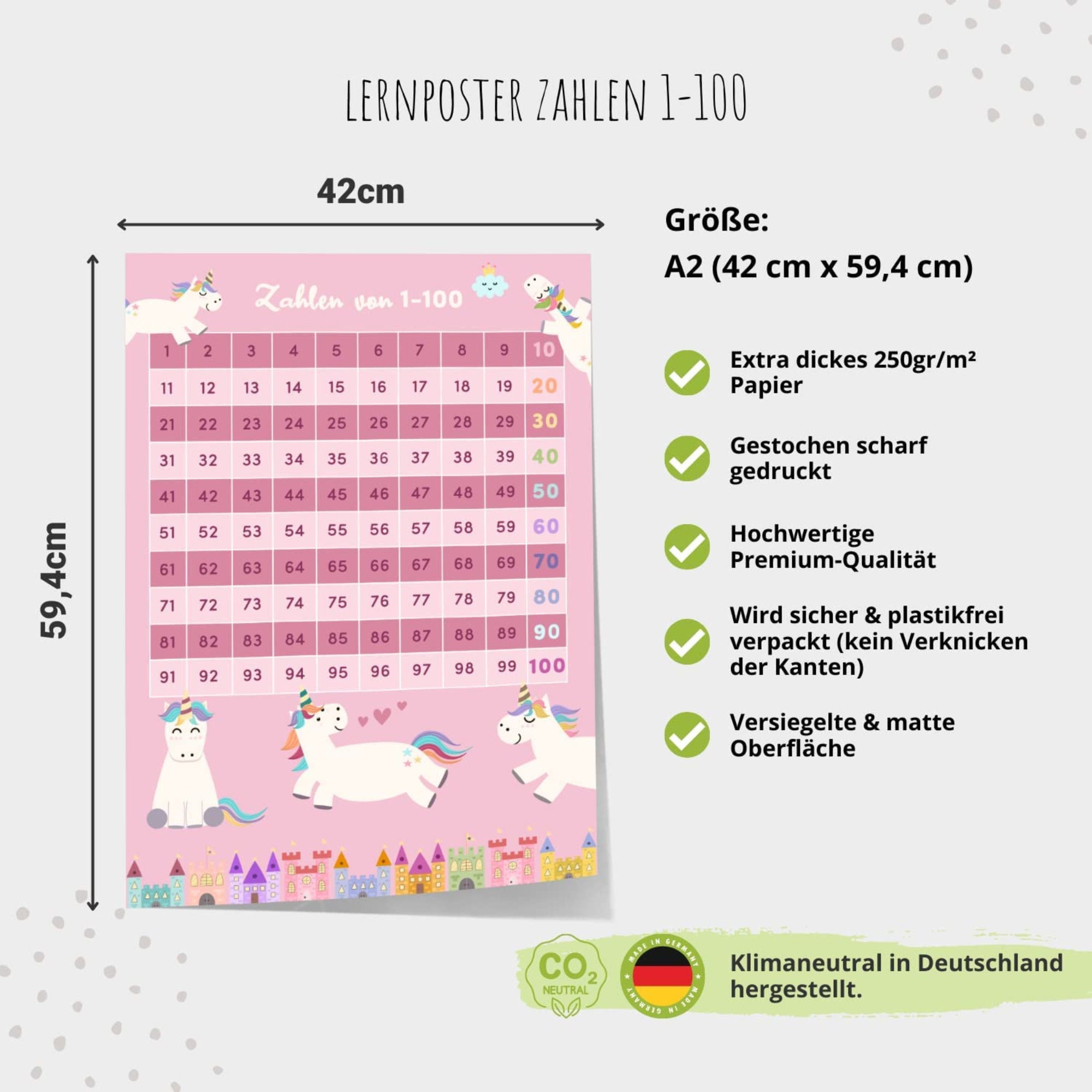 Meinbaby123® A2 Numbers 1-100 Poster | Number Trainer | Learning Poster ...
