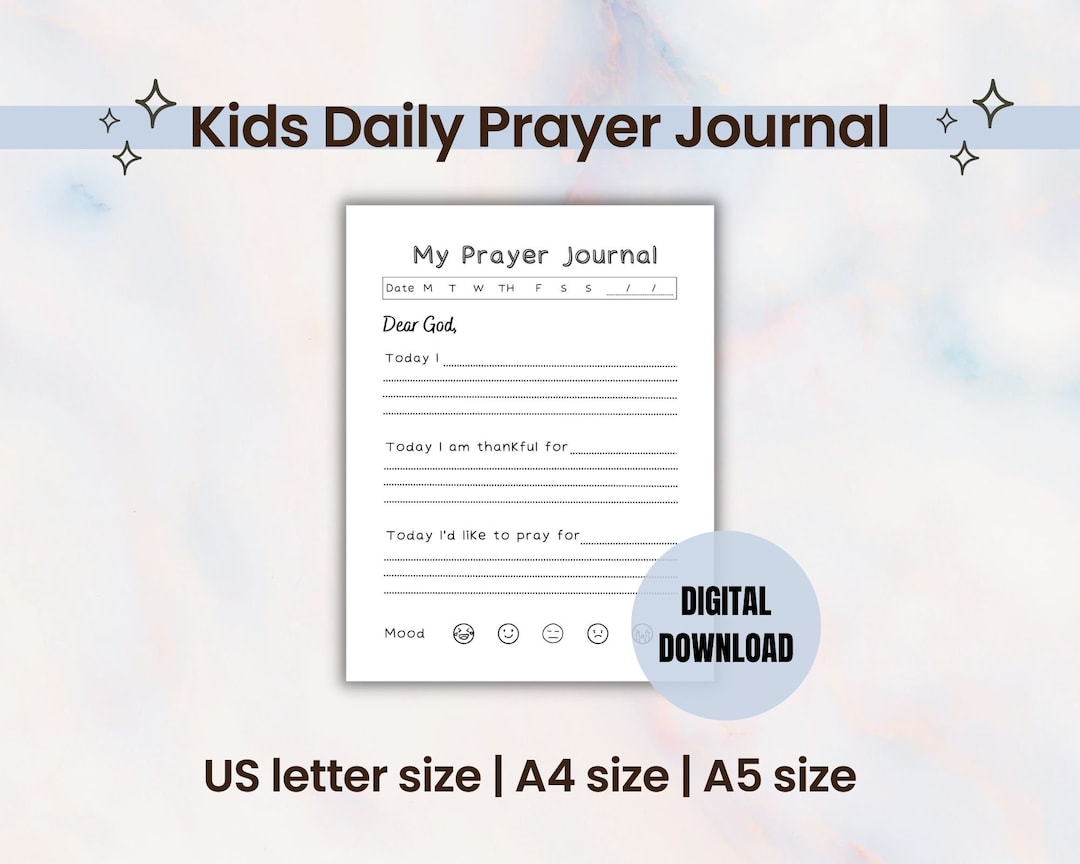 Kids Prayer Journal Printable, Children's Prayer Journal, Journaling ...