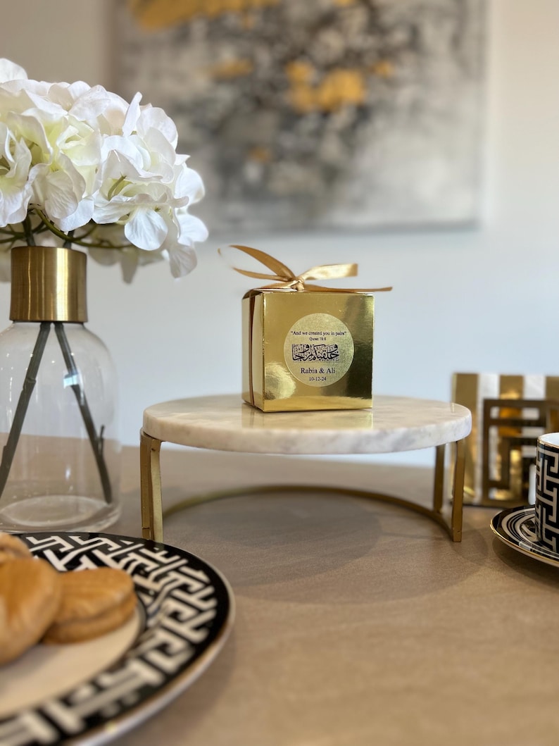 10pcs Personalized Nikkah Favor Boxes, Islamic Party Favors, Gold ...