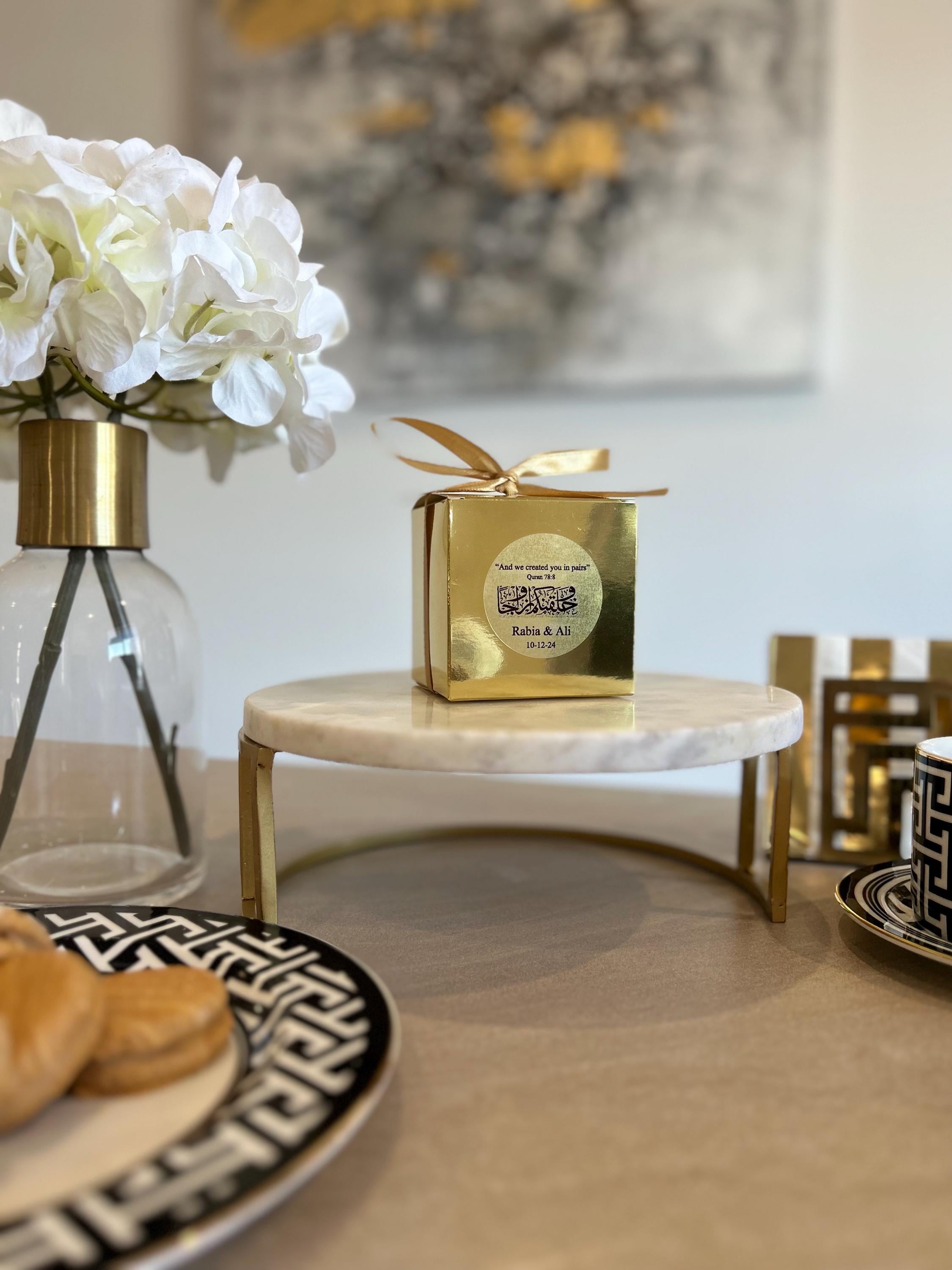 10pcs Personalized Nikkah Favor Boxes, Islamic Party Favors, Gold ...