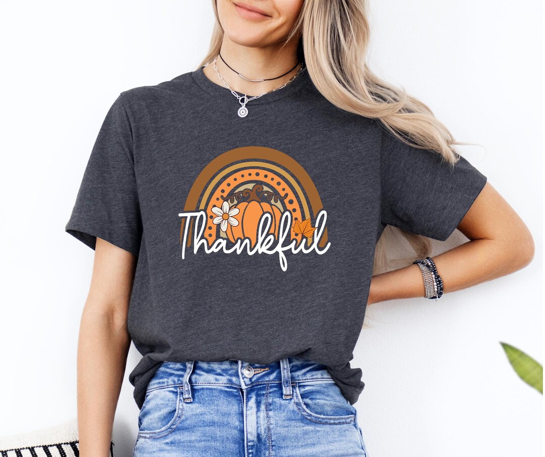Thankful Turkey Rainbow Tshirts, Thanksgiving Rainbow Shirts, Women ...