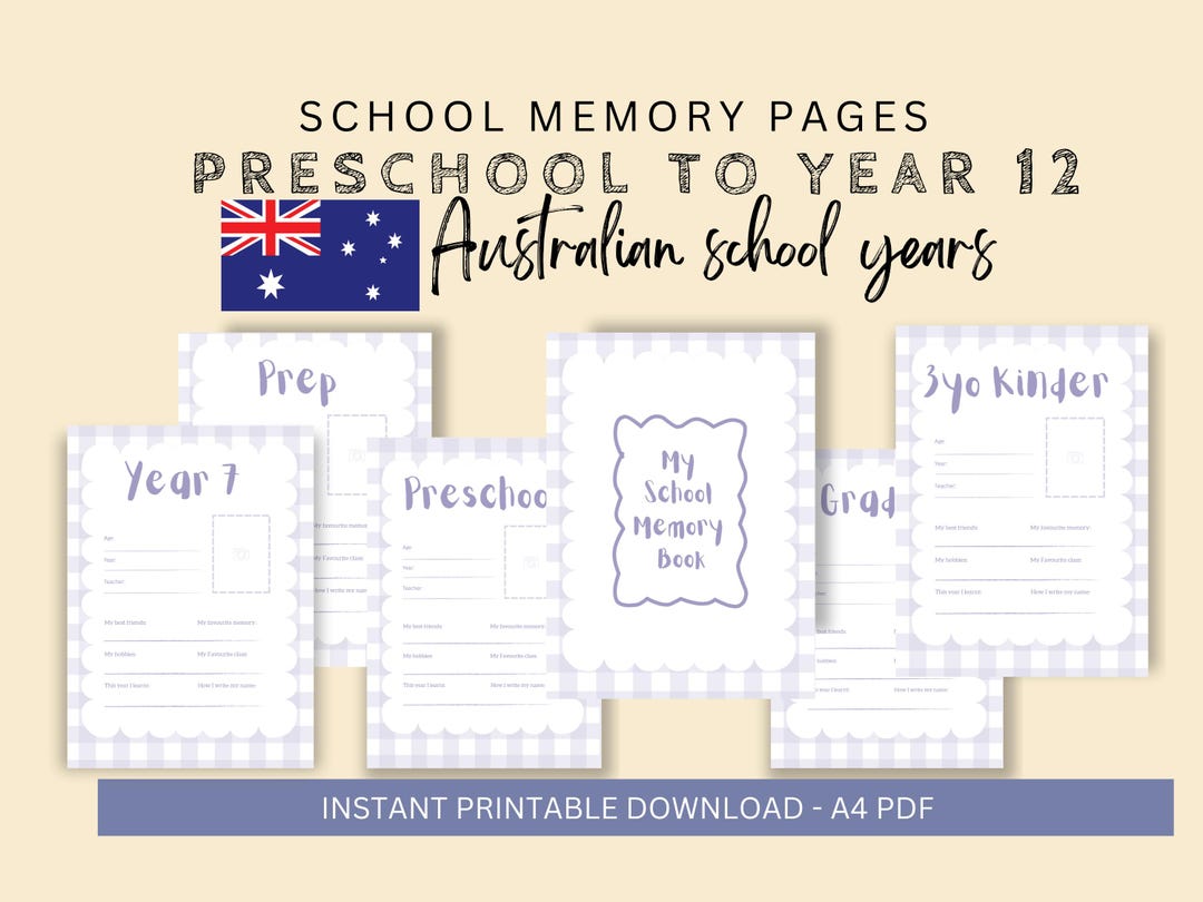 Australian School Years Memory Book Template: Photo & Keepsake Journal ...