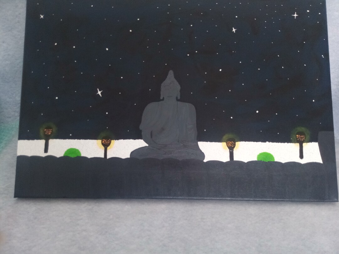 Modern Buddha Zen Painting, Handmade Acrylic Painting on Cotton Canvas ...