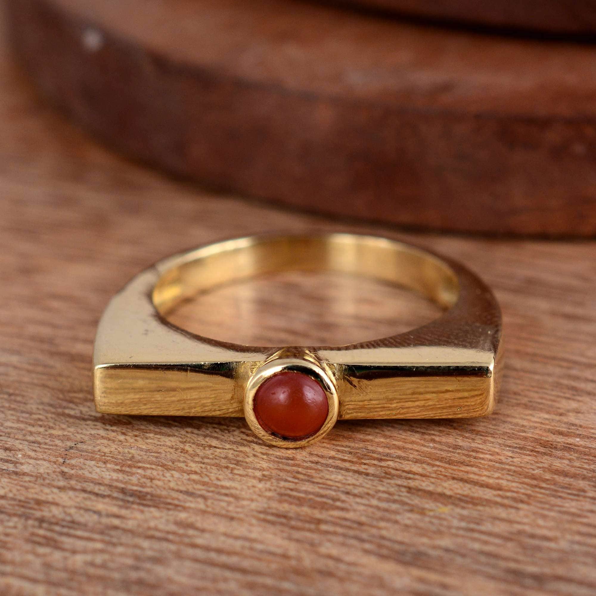Karneol Ring, Edelstein Ring, Karneol Ring, rot, modern, schlicht ...
