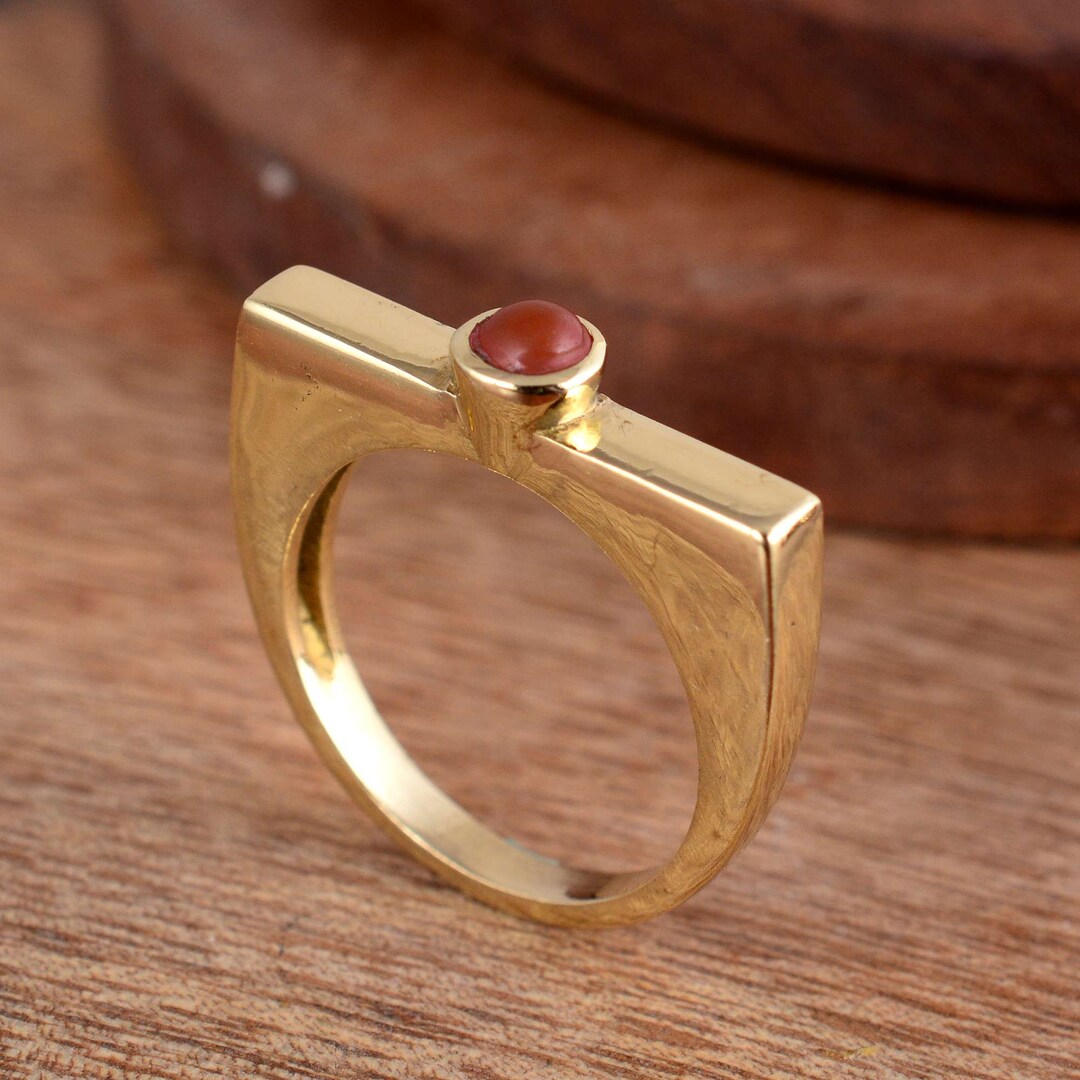 Karneol Ring, Edelstein Ring, Karneol Ring, rot, modern, schlicht ...