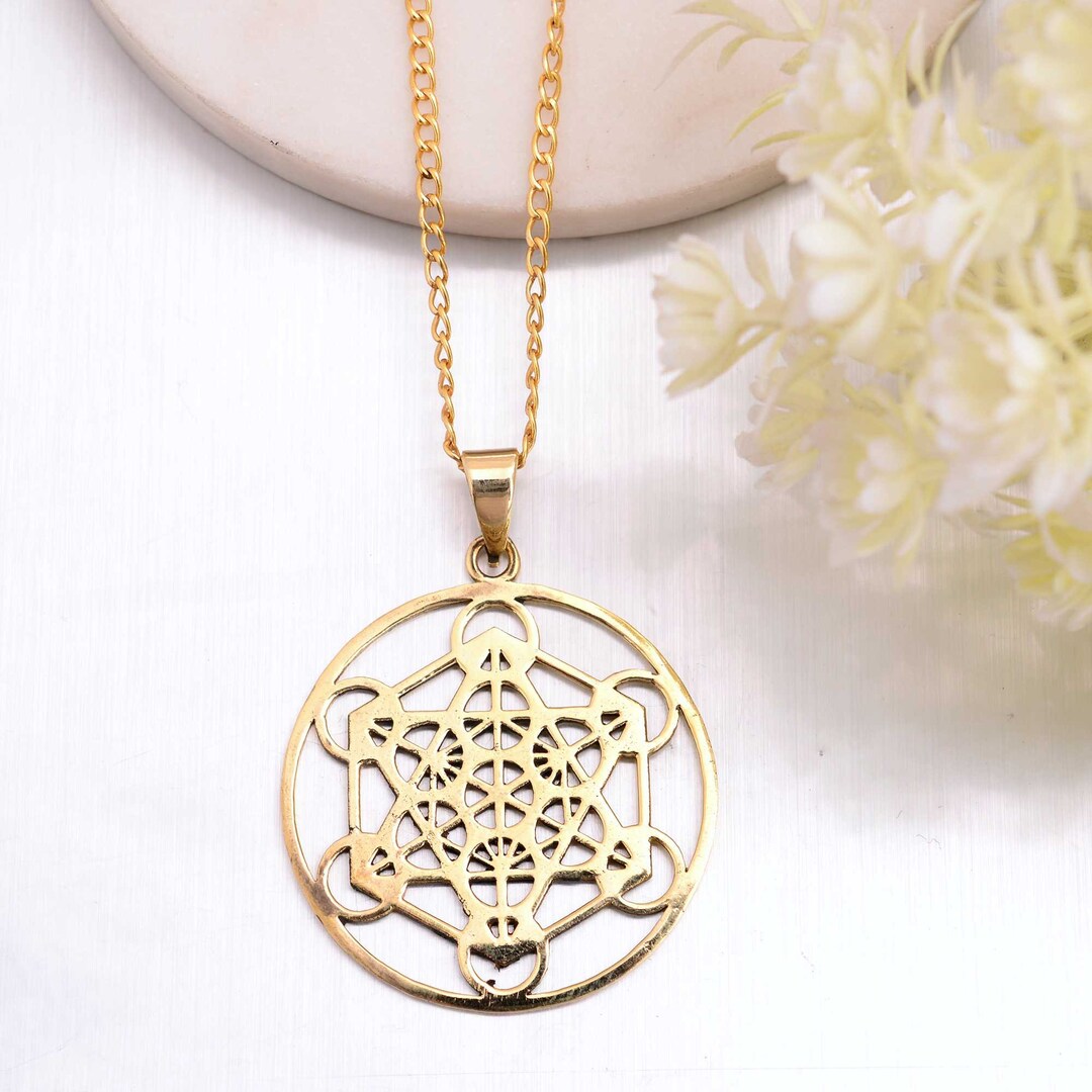 Gold Metatron Necklace Sacred Geometry Jewelry Metatron Cube Pendant ...