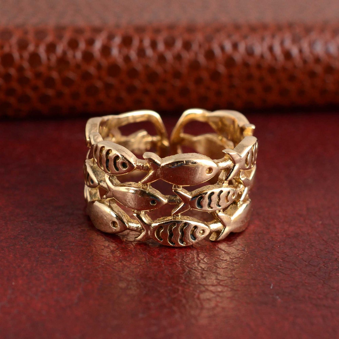 Gold Fish Ring, Swimming Fish Ring, Fish Ring, Sea Ring, Ocean Ring ...