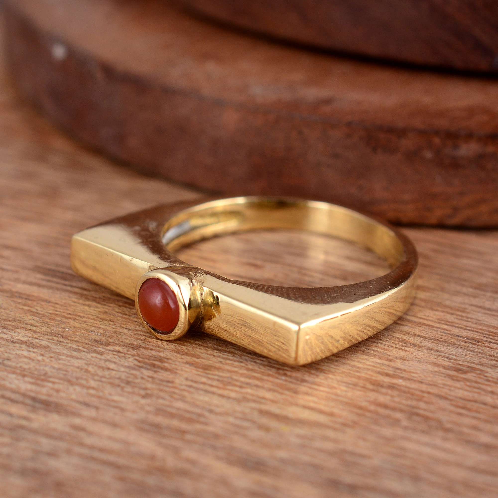 Karneol Ring, Edelstein Ring, Karneol Ring, rot, modern, schlicht ...