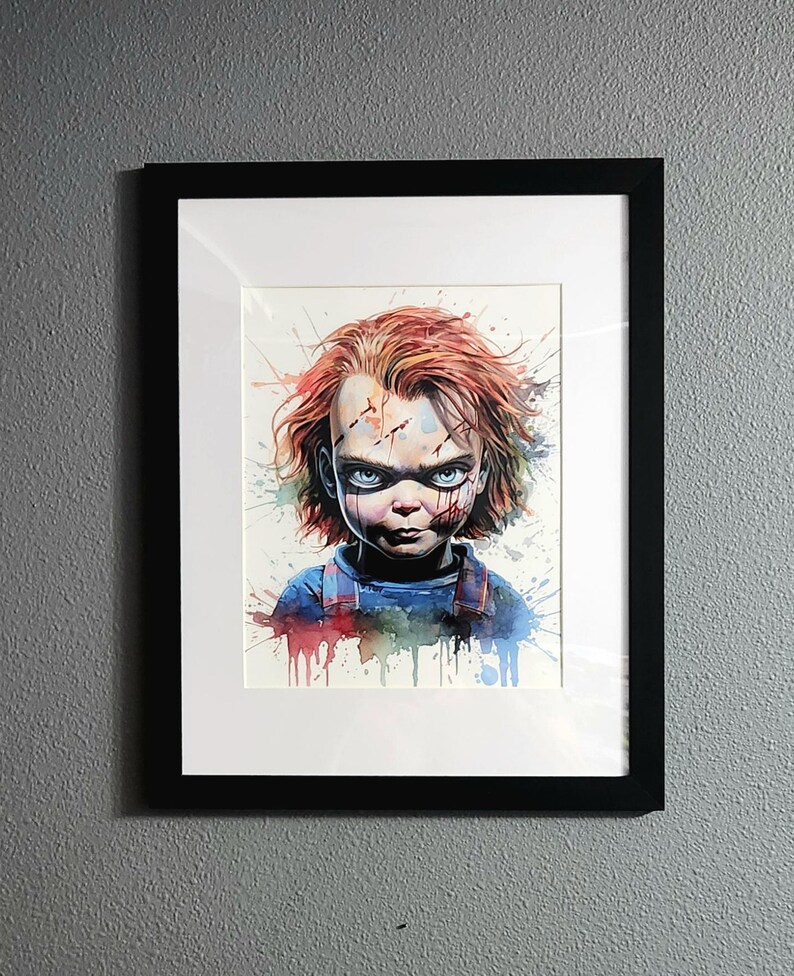 Custom Made Chucky Doll Horror Character Art Printed Framed Mat ...