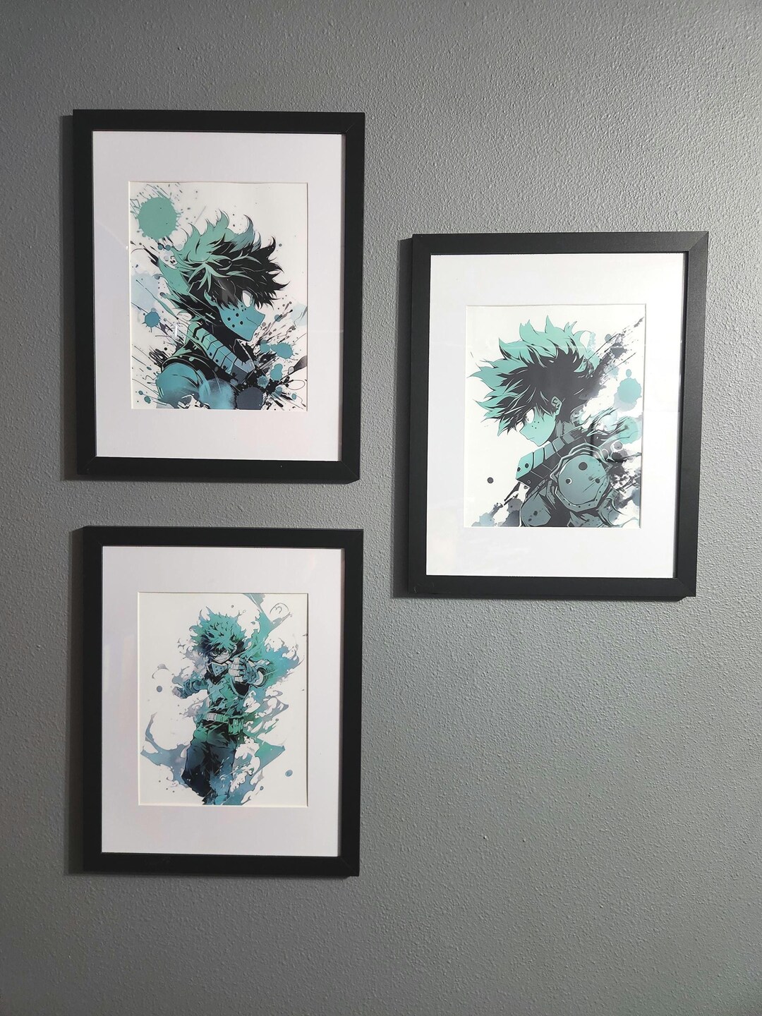 Custom Made DEKU ANIME Character Art Printed Framed Mat Decoration Wall ...